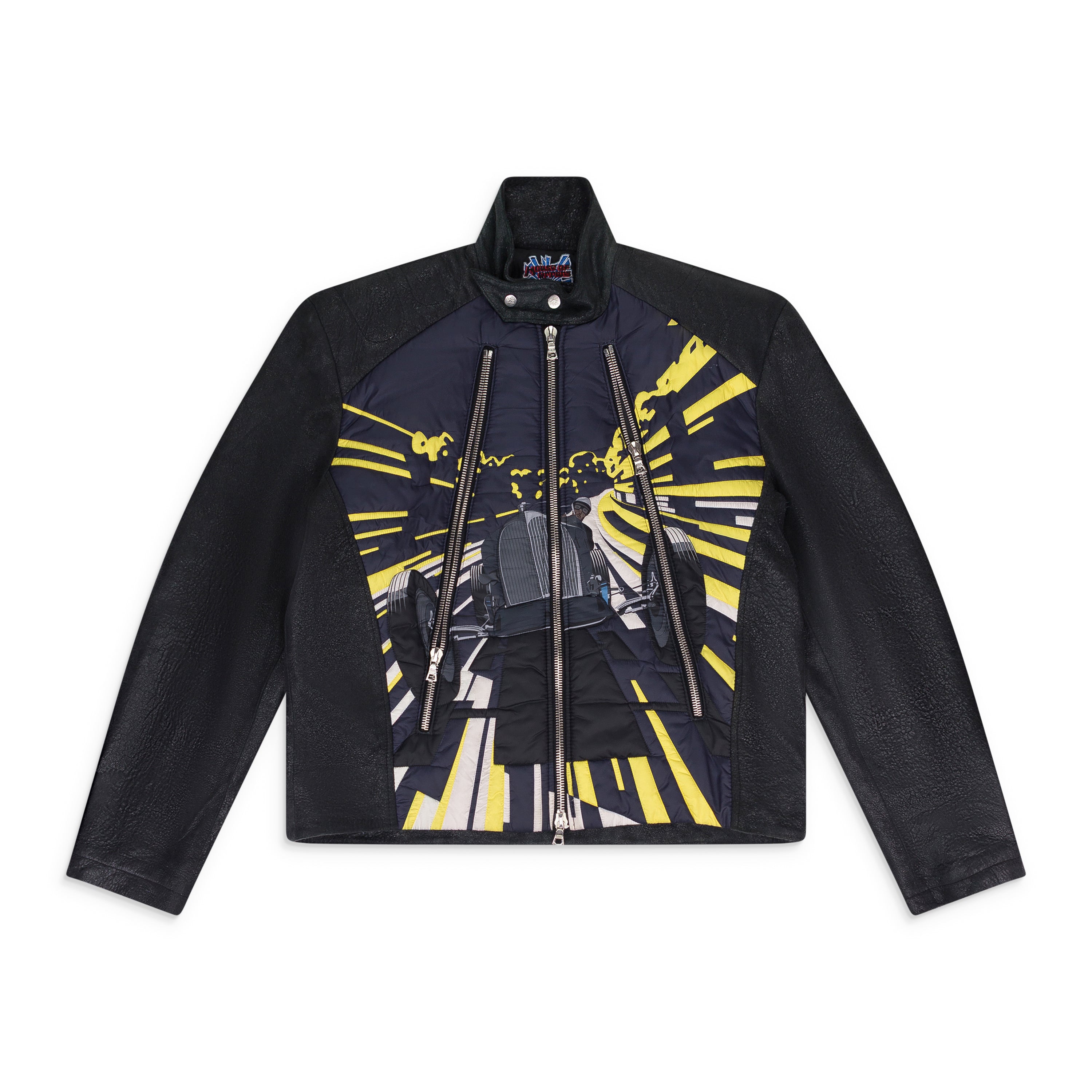 Black/Yellow Leather Racing Jacket – 1nventory